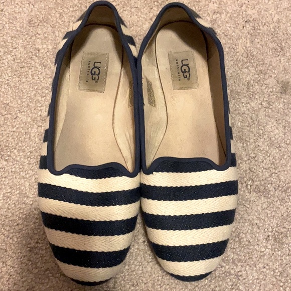 UGG | Shoes | Ugg Flats Blue And White Stripe | Poshmark